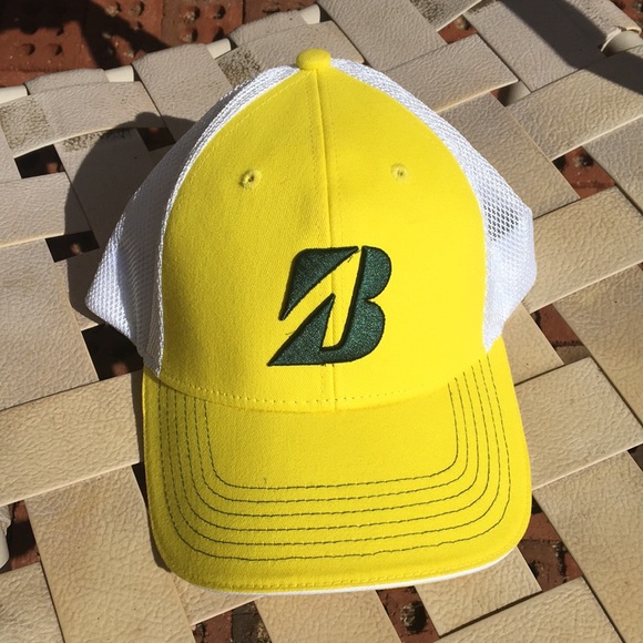 Bridgestone | Accessories | Bridgestone Golf Hat Neon Yellow White Mesh ...